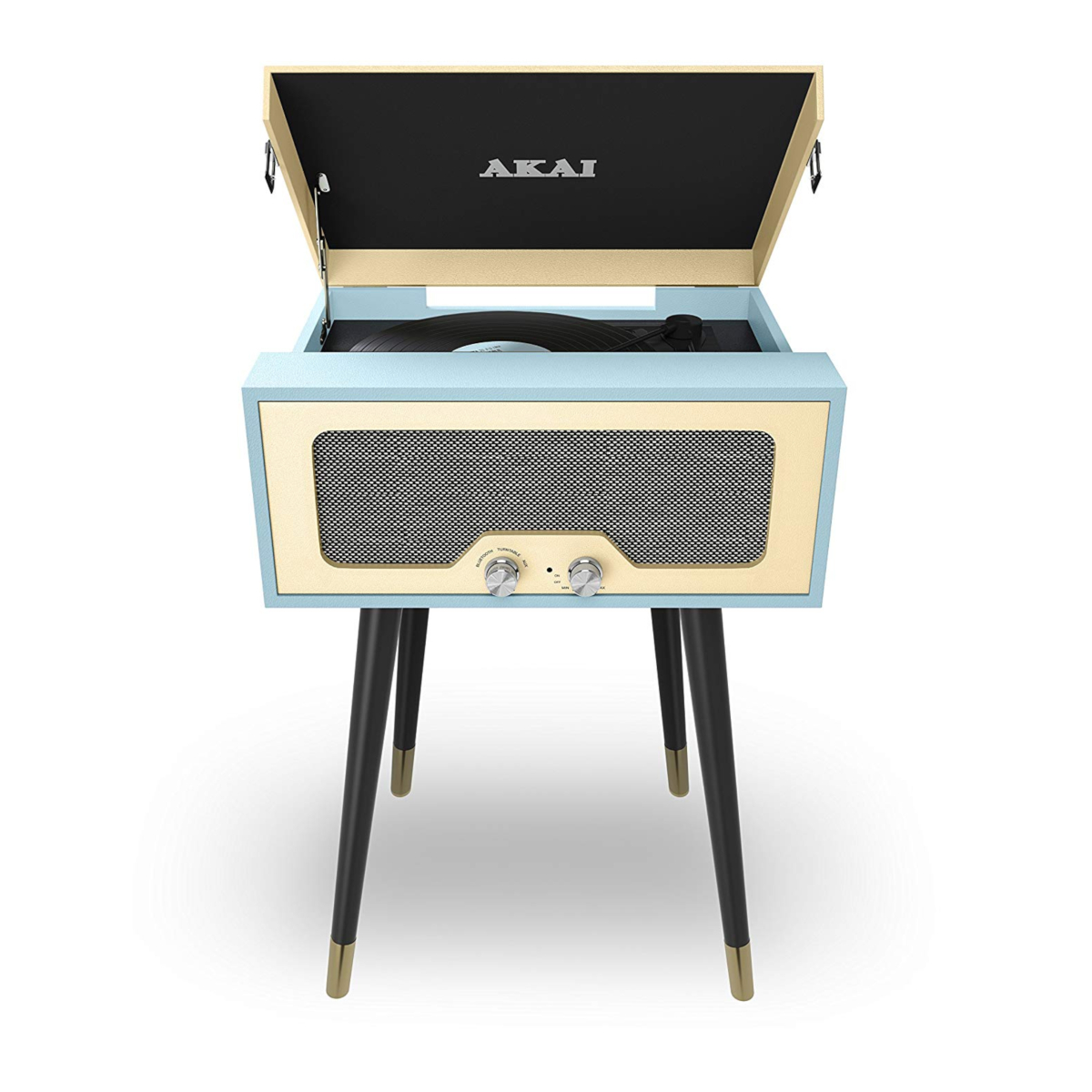 Akai A60022BL Turntable Player Retro Bluetooth Speaker - Blue / Cream ...