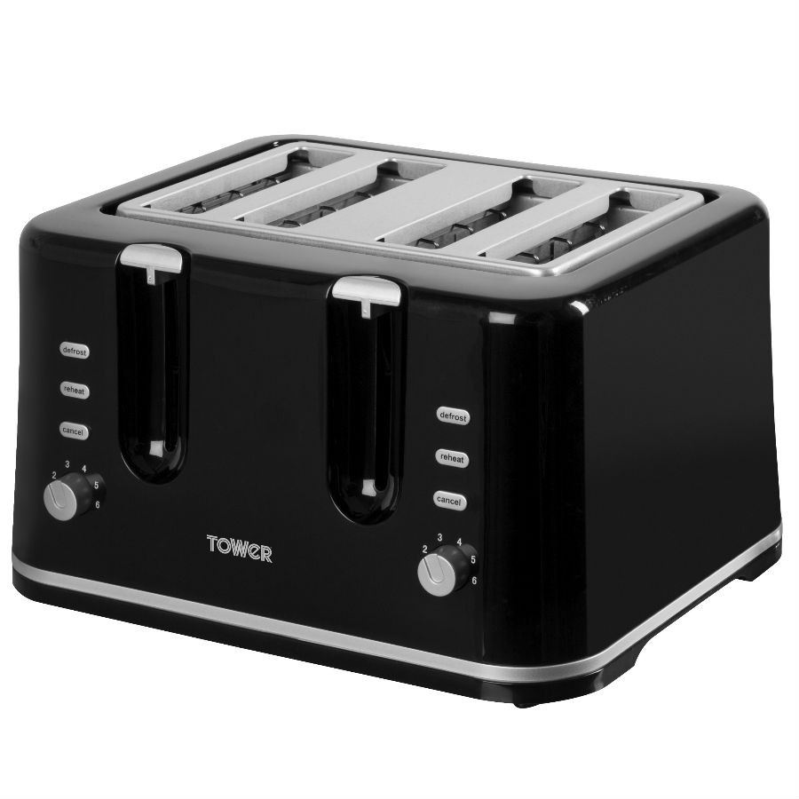 Tower T20010 4 Slice Toaster 1740W - Black / Grey - Kettle and Toaster Man