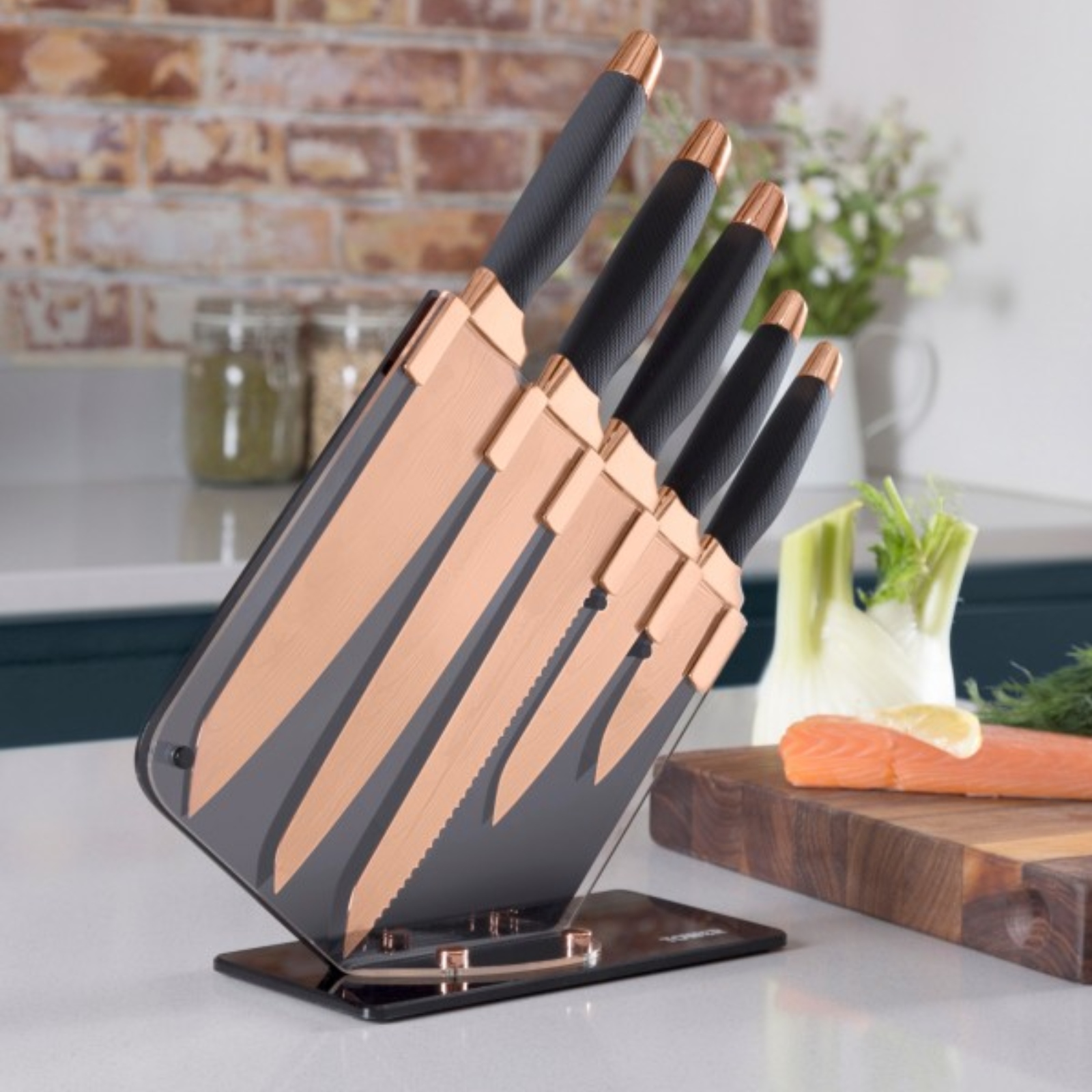 Tower T81532RB Damascus Effect Knife Set with Stainless Steel Blades ...