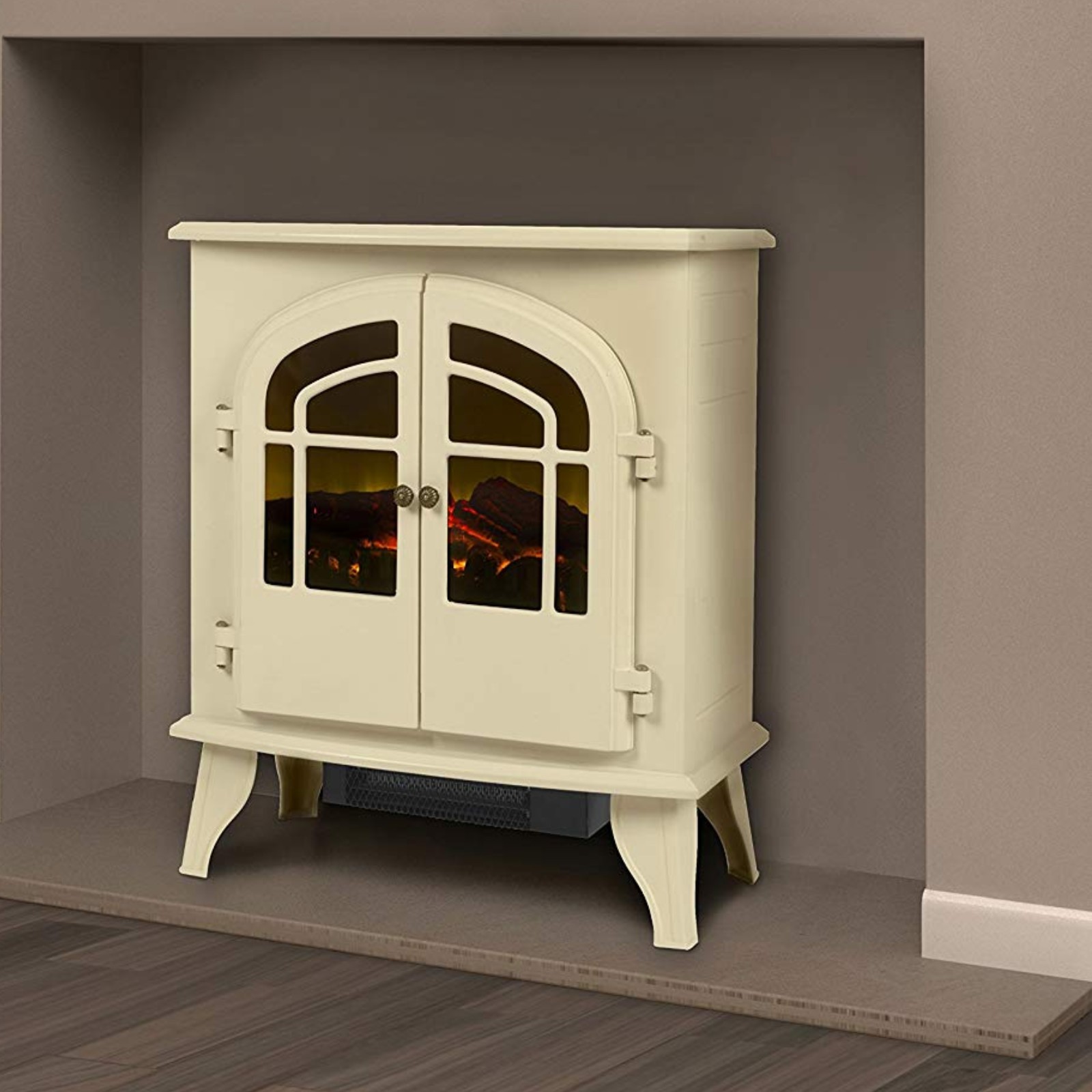 Warmlite WL46015C Log Effect Stove Fire Double Door 2000W - Cream ...