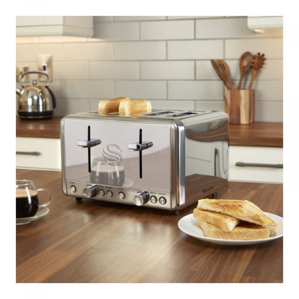 Swan 4 Slice Toaster - Polished Stainless Steel - Kettle and Toaster Man