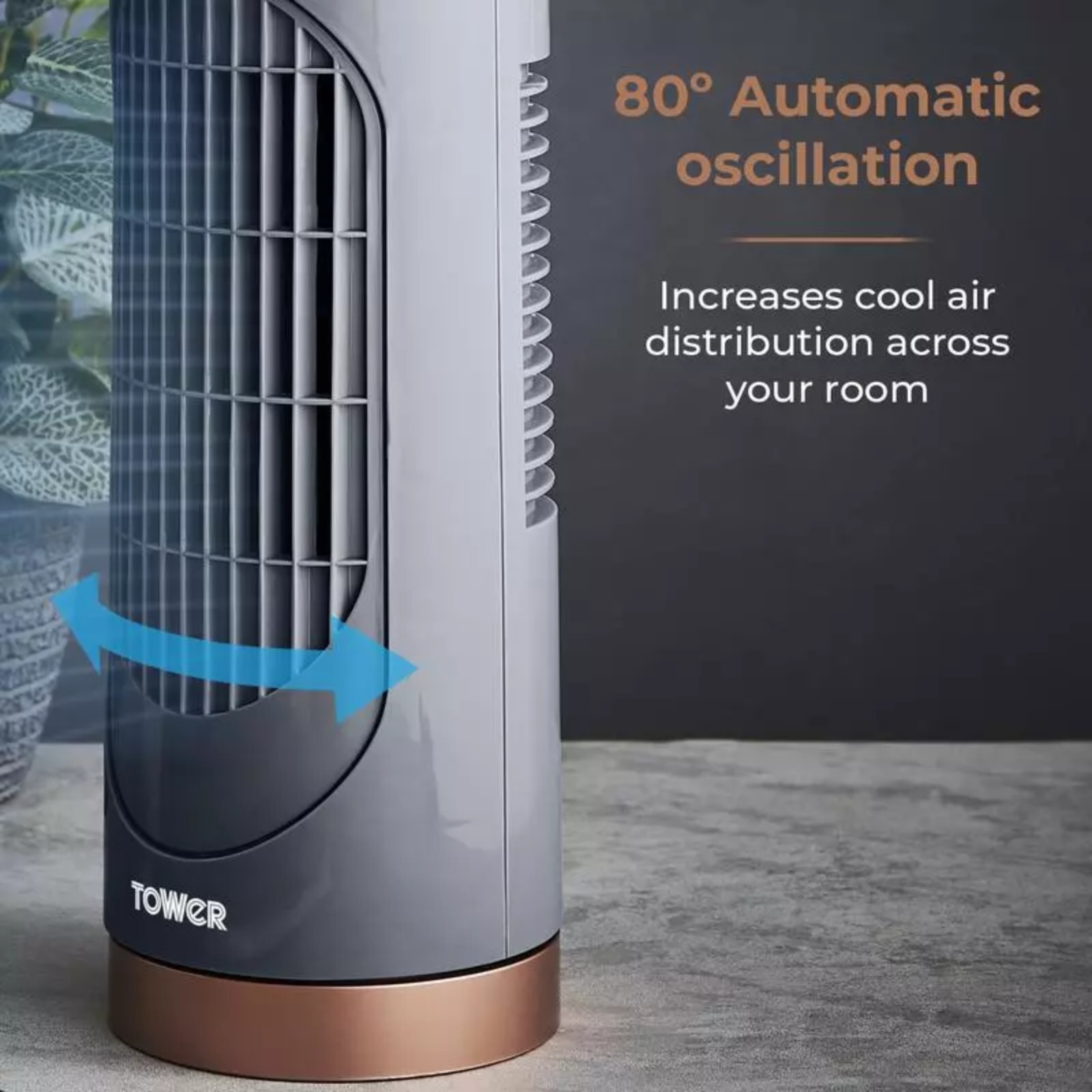 Tower T629000G Cavaletto Rose Gold Edition 14 Inch Tower Fan Grey ...